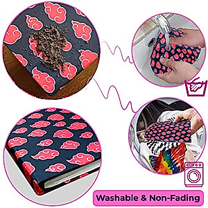 1PK Stretchable Book Cover for Textbooks - Red Cloud Anime Design Book Protector, Textbook Covers for School, Easy Apply Reusable Durable Book Sox (1)