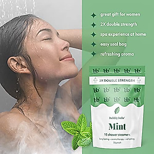Bubbly Belle Shower Steamers - 15 Pack - Mint Scented Aromatherapy Shower Bombs for Women and Men