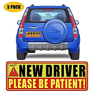 Sukh New Driver Magnet for Car - Student Driver Magnet for Car Boys and Girls New Student Driver Sticker Reflective Safety Signs Reusable Movable 3 Pcs