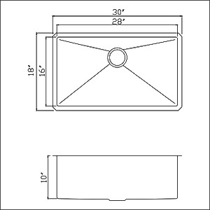 Wells NCU3018-10 New Chef'S Collection Kitchen Sink, 30 Inch, Stainless steel