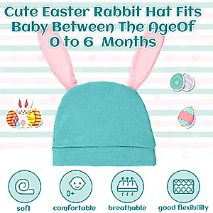 4 Pcs Easter Unisex Newborn Hat Colorful Baby Beanie Hat with Bunny Ears Soft Cute Baby Bunny Hat Newborn Beanie for Infants Baby Caps 0-6 Months