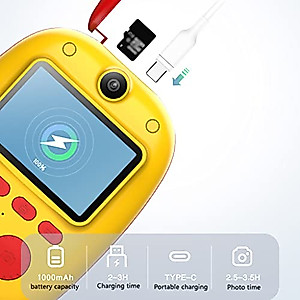 SHIJIANX Instant Print Camera for Kids, Digital Selfie Camera Dual Lens,Zero Ink 1080p Video,with Color Paintbrush,Portable Rechargeable Digital Camera Print Toys Gifts for Children Boys Girls