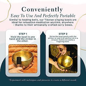 Sanskar Nepal - Tibetan Singing Bowl Set of 7, Handcrafted Singing Bowl for Meditation & Holistic Healing, Yoga Accessories, 3-5” Brass Singing Bowls with Wooden Striker, Cushion & Yellow Carry Box