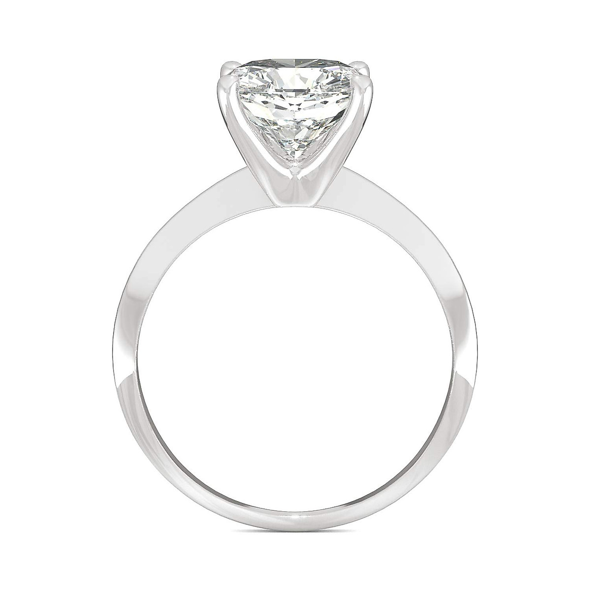 Charles & Colvard Created Moissanite 8mm Cushion Cut Solitaire Engagement Ring for Women | 2.4 cttw DEW | Lab Grown | Solid 14K White Gold with Rhodium | Size 4