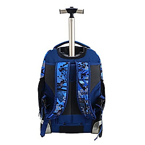 UNIKER Rolling Backpacks Football Pattern,Trolley School Bag with Pencil Case,Trip Luggage,Wheeled Suitcase with Two Wheels,Rolling Backpack Set