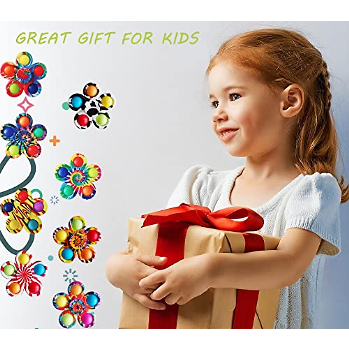 12 Pcs Pop Bubble Fidget Spinners for Party Favors, Hand Fidget Bulk Toys for Classroom Prizes, Christmas Valentine Gifts Goodie Bag Stocking Easter Basket Stuffers for Kids