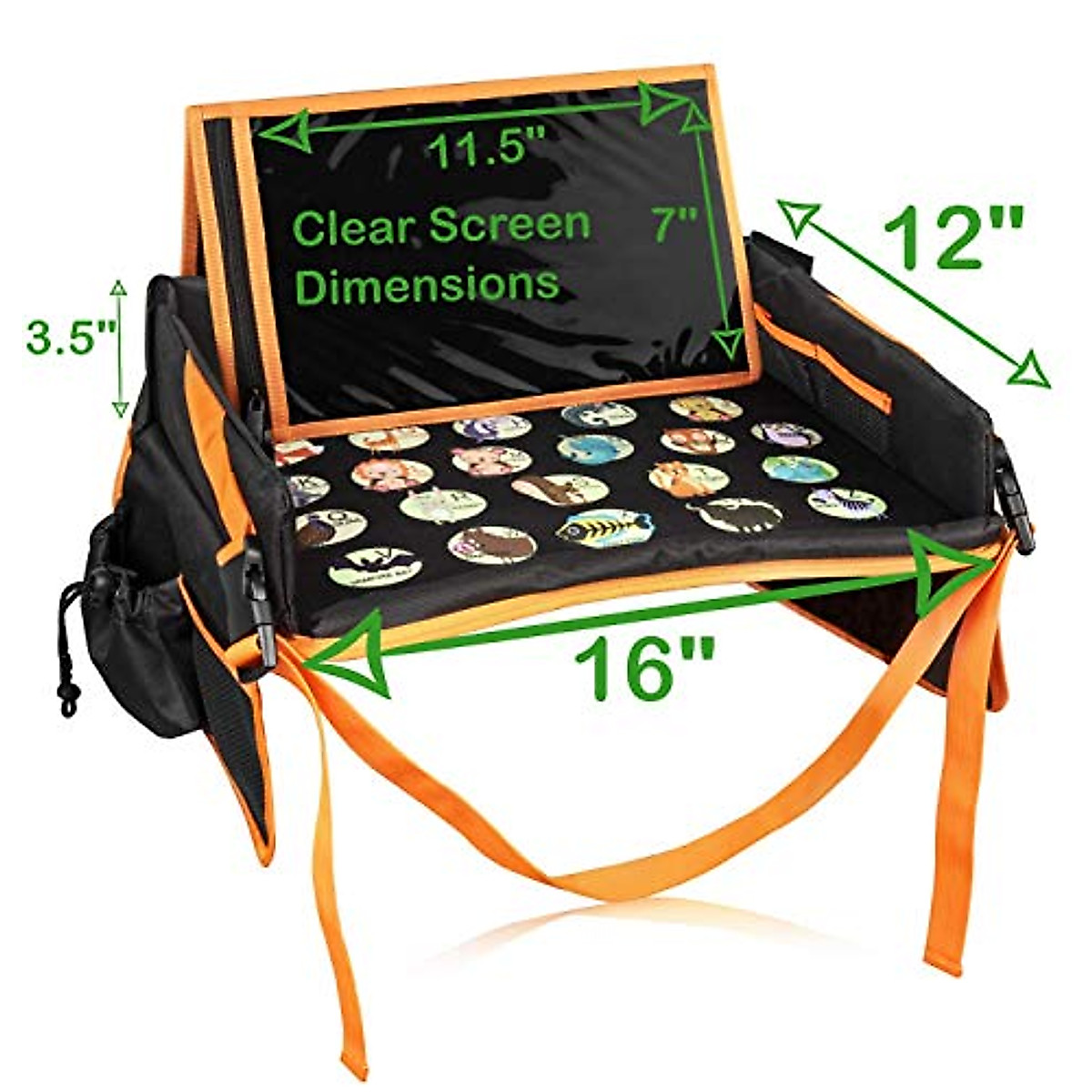 Kids Travel Tray for Toddler Car Seat | Toddler Car Seat Tray Organizer | Large ipad Holder A Road Trip Essential | Soft Padding, Waterproof, Food & Snack Lap Tray Carseat, Stroller, and High Chair