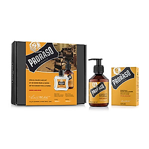 Proraso Beard Care Kit for Men | Beard Wash & Beard Balm to Cleanse, Soften and Reduce Itch for New or Short Beards | Wood & Spice Fragrance