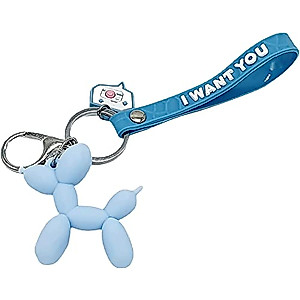 Cute Dog Keychain Balloon Dog Style Keyring soft Silicon interior decor Car Home Office Decoration Animal Keyhook Lovely Puppy Key Holder (3ea set(Black+Pink+Sky-blue))
