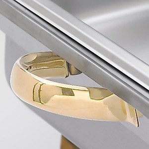 Winware 8 Quart Stainless Steel Gold Accented Chafer