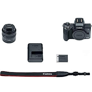 Canon EOS M50 Mirrorless Digital Camera Bundle + 15-45mm Lens (Black) - 2680C011