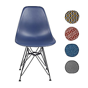 GIA Contemporary Armless Dining Chair, Qty of 1, Blue Seat with Black Metal Legs