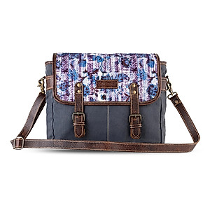 SIXTEASE Womens Shoulder Bag Vintage Style Shoulder Bags for Women - Made with Genuine Leather, Upcycled Canvas, or Hair On - Handmade, Adjustable Strap, Brass and Zinc Hardware - Helio