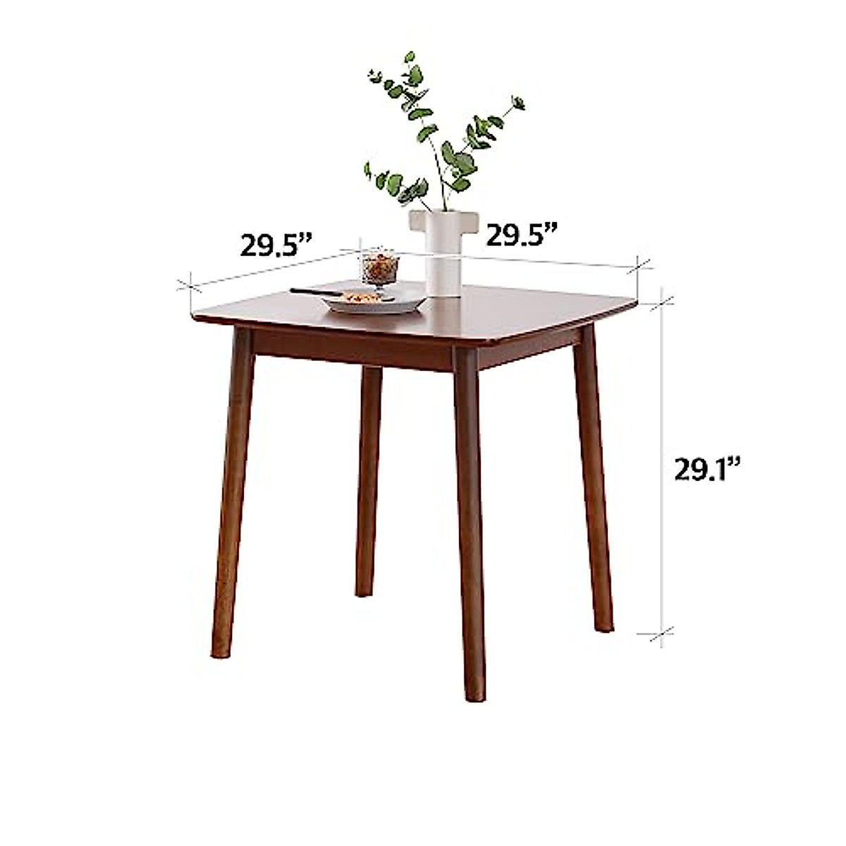 Livinia Aslan 29.5" Malaysian Oak Square Wooden Dining Table/Small Solid Wood Kitchen Desk (Walnut)