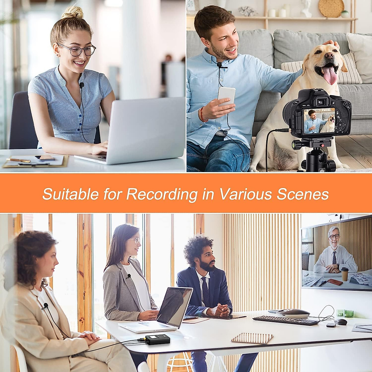 COMICA Lavalier Microphone, CVM-M-O1 Omnidirectional Lapel Microphone for Sennheiser, and Other Wireless Lavalier Transmitter, Clip-on Lav Mic for DSLR Camera Video Recording Interview(3.94ft)