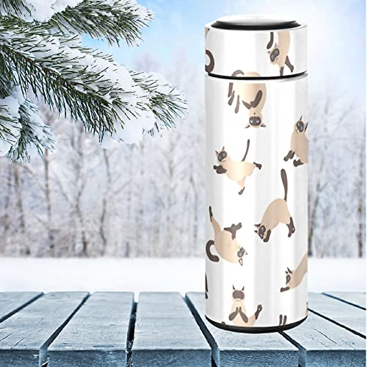 CaTaKu Funny Animals Cat Water Bottle Insulated 16 oz Stainless Steel Flask Thermos Bottle for Coffee Water Drink Reusable Wide Mouth Vacuum Travel Mug Cup