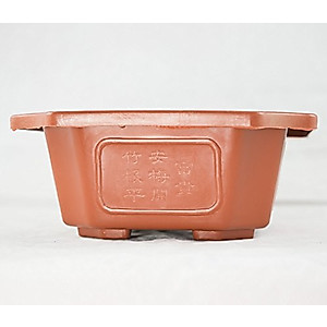 4 Rectangular Plastic Bonsai/Succulent Pots 6.25"x 4.5"x 2" - Dark Orange