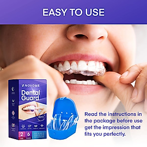 NOVOME 6 Packs Of Mouth Guard For Teeth Grinding Mouth Guard For Clenching Teeth At Night, Night Guards For Sleep, Anti Grinding Dental Night Guard Bruxism Mouthguard Tmj Jaw Clenching Relief