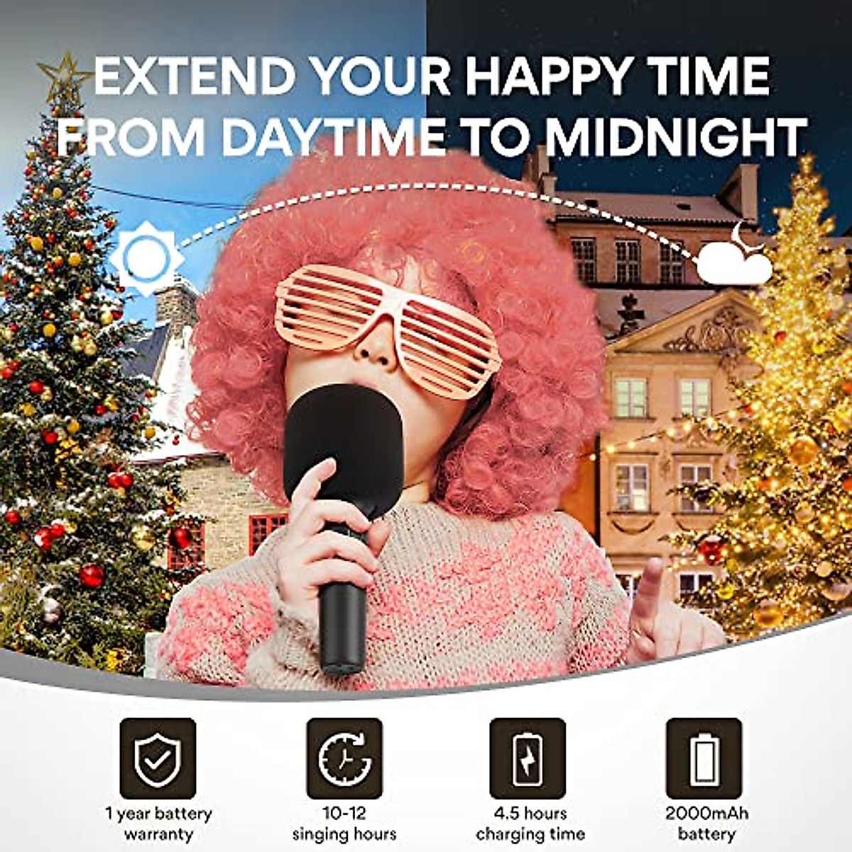 MAONO Bluetooth Karaoke Microphone for Kids, MKP100 Portable 3 in 1 Wireless Handheld Mic with Speaker and Recording for Smartphones,Computers, Car Kids,Party,Gift to Family and Friends(Black)