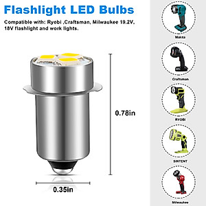 Flashlight LED Light Bulb for Ryobi Craftsman Milwaukee Flashlight ／Work Light Replacement 18V 19.2V Flashlight Maglite LED Bulb - 3 Pack
