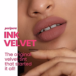 Peripera Ink the Velvet Lip Tint | High Pigment Color, Longwear, Weightless, Not Animal Tested, Gluten-Free, Paraben-Free | #017 ROSY NUDE, 0.14 fl oz