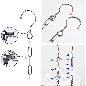 10 Pack Closet Organizer Clothes Hangers Space Saving for Dorm Room Closet Organizers and Storage, Metal Hanger Organizers Bulk Magic Hanger Chains for College Essentials Girls Bedroom Organization