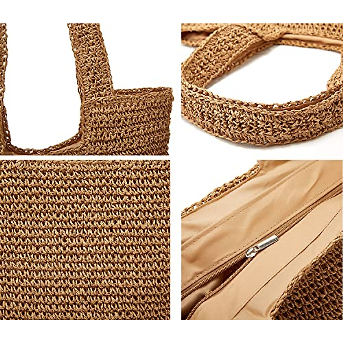 Straw Tote Bag Purses for Women Straw Beach Bag Women Summer Handwoven Tote Bags Shoulder Handbags