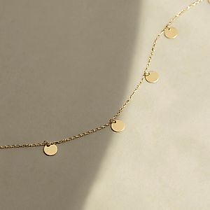 GELIN Disc Station Necklace in 14K Solid Gold | 14k Yellow Gold Station Necklace for Women, 18"