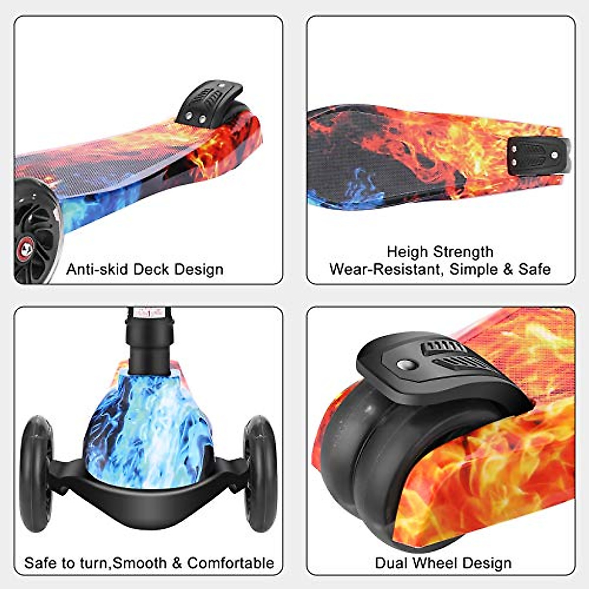 WeSkate Scooters for Kids, Foldable Scooter for Toddlers Girls & Boys, LED Lights Up 3 Wheels Scooter Adjustable Height, Lean to Steer, Great Gifts for Children Ages 3-12