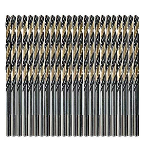 DRILLFORCE 24pcs, 1/8 Inch Drill Bits, Black and Gold Finish, High Speel Steel