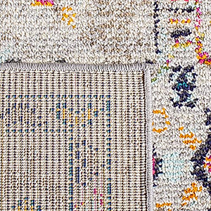 SAFAVIEH Madison Collection 6' x 9' Grey/Blue MAD468F Boho Chic Medallion Distressed Non-Shedding Living Room Bedroom Dining Home Office Area Rug