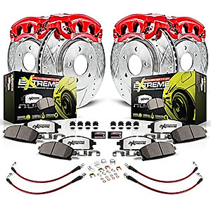 Power Stop Front and Rear KCH11326-26 Z26 Street Warrior Brake Pad Rotor Caliper and Hose Kit