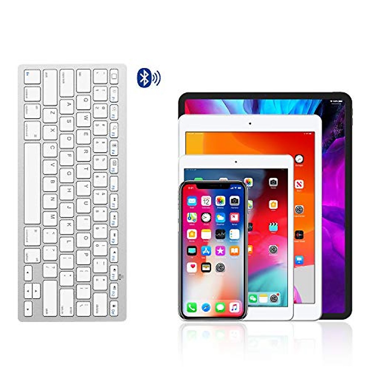 OMOTON Ultra-Slim Bluetooth Keyboard for iPad 10.2(9th/ 8th/ 7th Generation)/ 9.7, iPad Air 4th Generation, iPad Pro 11/12.9, iPad Mini, and More Bluetooth Enabled Devices, White