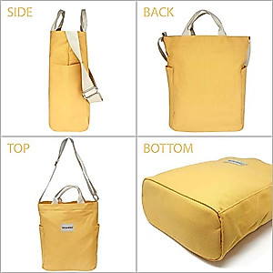 Wrapables Canvas Tote Bag for Women, Casual Cross Body Shoulder Handbag, Yellow