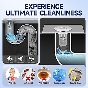 Bathroom Sink Drain Strainer, 2 in 1 Pop Up Bathroom Sink Stopper with Hair Catcher Basket, Universal Wash Basin Drain Stopper for 1~1.5 Inch Drain Holes, Sink Drain Filter Anti-Clogging