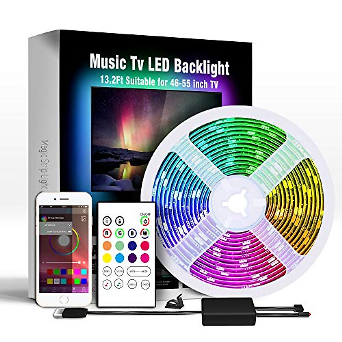 Miume Music tv Led Backlight with 16.4ft LED Strip Lights for 61-80 inch TV,RGB USB Powered TV Led Backlight with APP and Remote Control,TV Led Backlight Kit for Flat Screen TV PC
