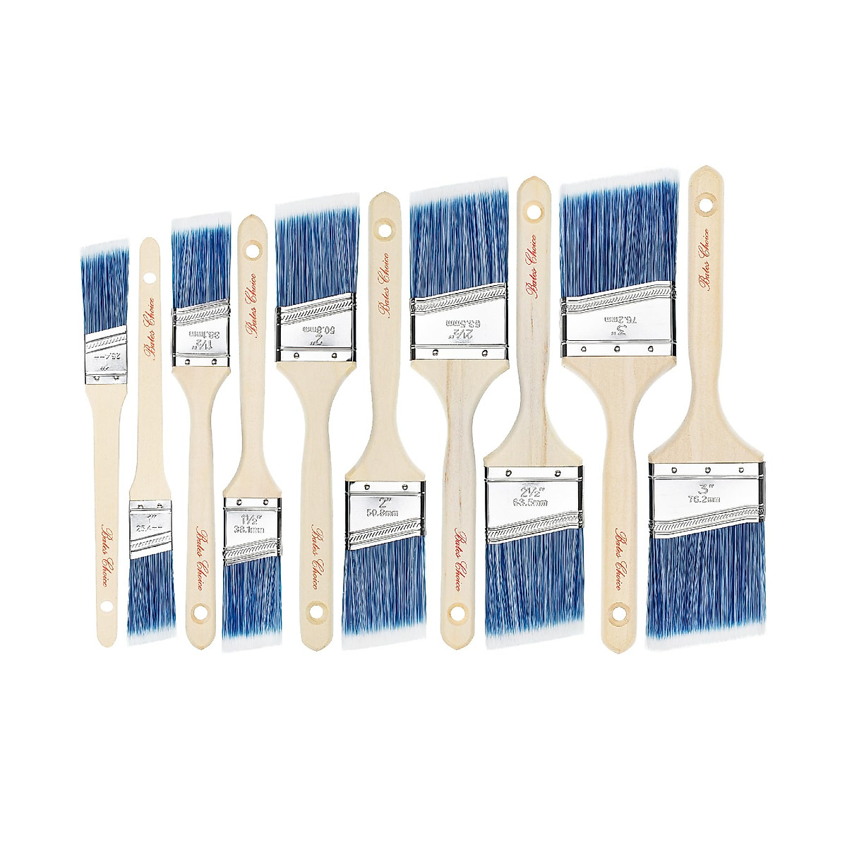 Bates- Paint Brushes, 10 Pack, 1", 1.5", 2", 2.5", 3", Angle Brushes, Treated Wood Handle, Wall Paint Brushes for Walls, Stain Brush, Furniture Paint Brushes for Painting Walls, Painting Brush