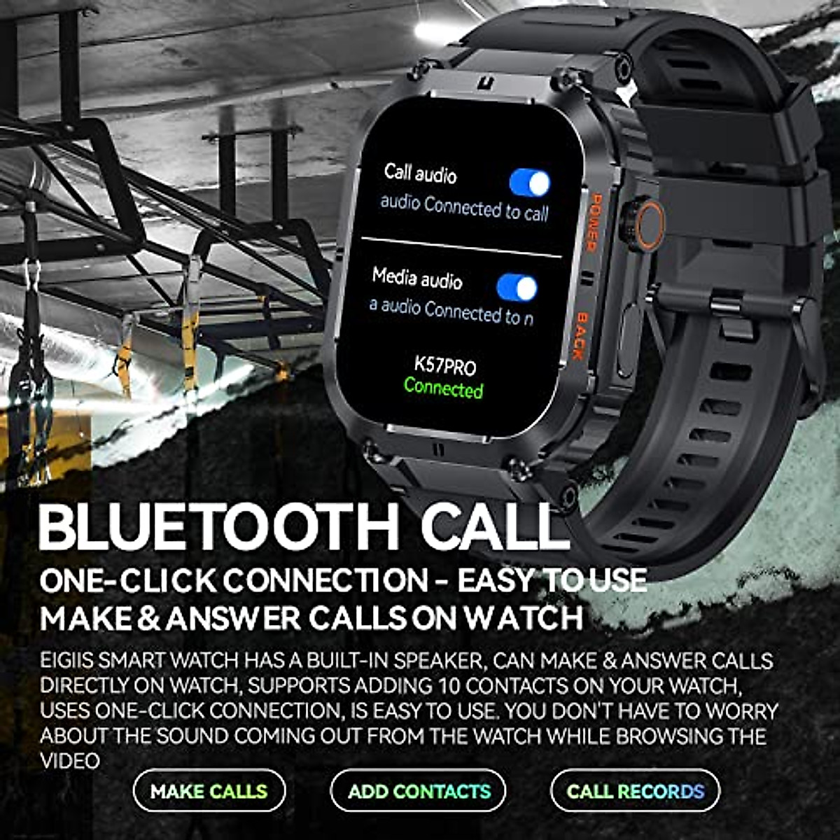 Military Smart Watches for Men Bluetooth Call 1.96" HD Big Screen Rugged Smartwatch Compatible with iPhone Android Phone 100+ Sports Modes Fitness Tracker Heart Rate Sleep Monitor Tactical Watch