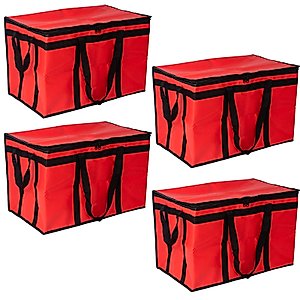 IVONNEY Insulated Food Delivery Bag, XXXL Food Warmer Bag, Commercial Catering Bag, Cooling Bag, Meal Delivery Bags, Thermal Bags for Hot Food - Insulated Reusable Grocery Bags (4 Pack, Red)