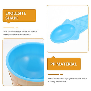 Zerodeko 4 Sets Plastic Ice Cream Bowl with Spoons Double Layer Ice Cream Cups Candy Color Reusable Dessert Bowls Sundae Cups Yogurt Dishes Mixing Bowls