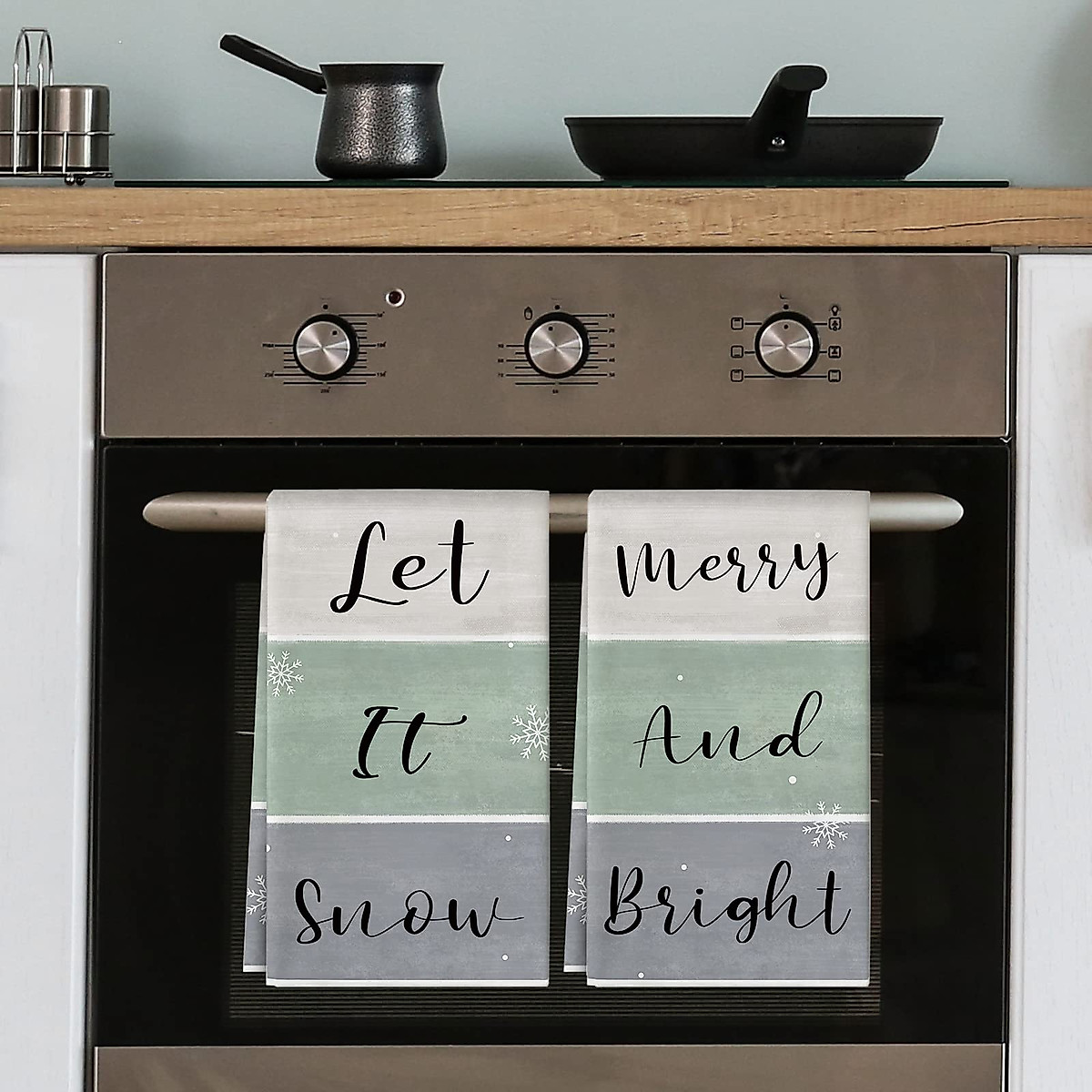 Whaline Christmas Kitchen Towel Snowman Santa Claus Snowflake Dish Towel 18 x 28 Inch Winter Holiday Let It Snow Merry Bright Hand Drying Towel Tea Towel for Cooking Baking, Set of 4