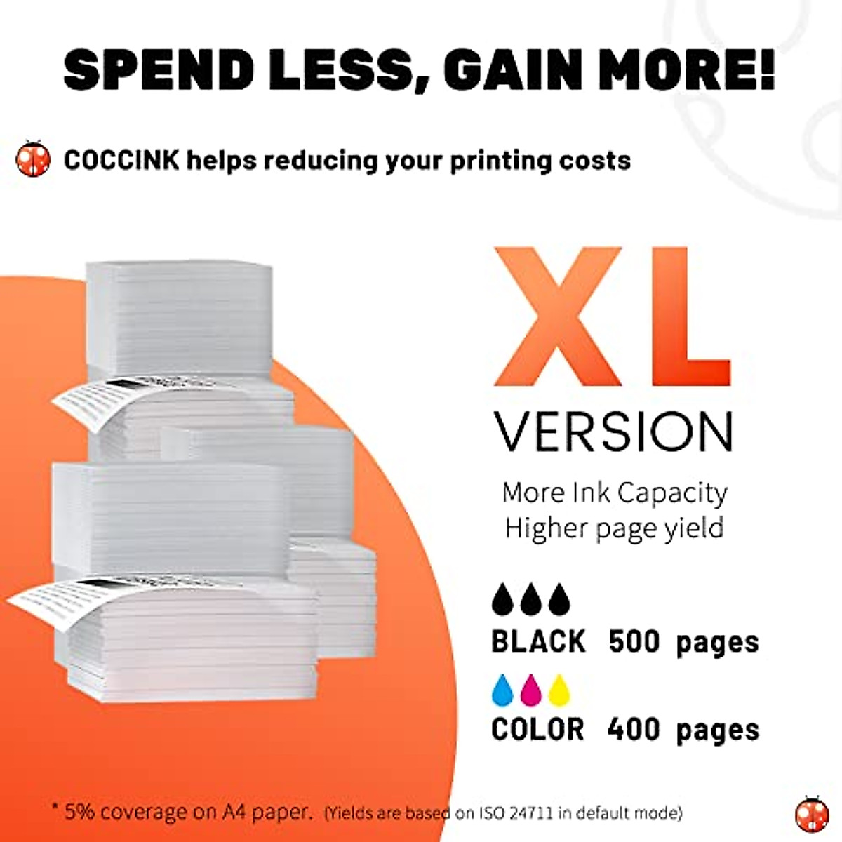 COCCINK 260XL 261XL Remanufactured Ink Cartridge Replacement for Canon PG-260 CL-261 XL Compatible to PIXMA TS5320 TS6420 TR7020 All in One Wireless Printer High Yield (1 Black 1 Tri-Color) Combo Pack