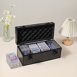 Azamou Toploaders Storage Box fits 3" x 4" 35pt Rigid Card,Trading Cards, Sports Cards，Graded Card ， with3 Sponge partition (Holds 300 Toploaders) Also compatible PSA BGS Rating card