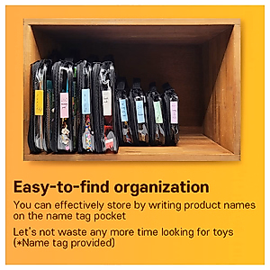 Holay 4 Packs PVC Zippered Blocks Set, Toy, Clay Storage Organizer Case (Name Tag, Manual Pocket) (4 Large)