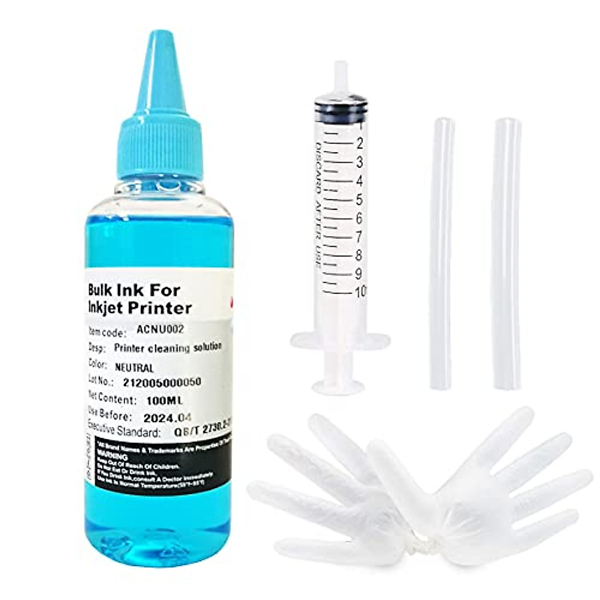 Printhead Cleaner Kit for Inkjet Printers HP/Brother/Epson/Canon WF-7710 WF-3640 7620 8600 8610 8620 WF-2750 WF-2650 ET-2750 ET-2650 C88 etc Printhead Cleaning Kit（100ml）