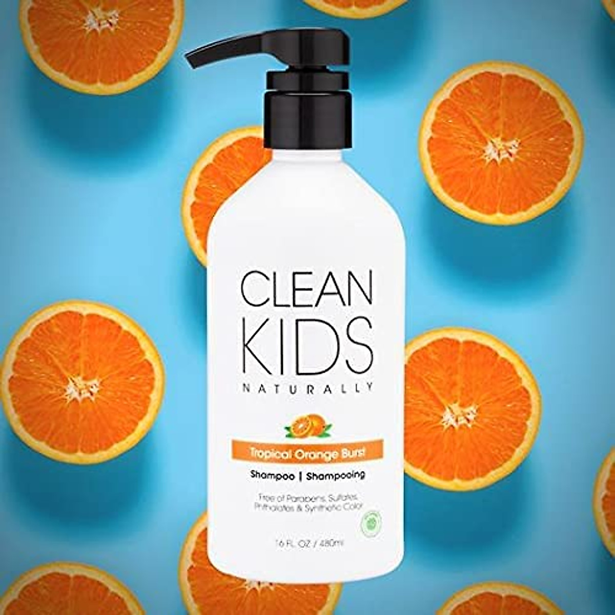 Clean Kids Naturally Tropical Orange Burst Shampoo, All-Natural, Gluten-free, Vegan, and Cruelty-free, Paraben-free, 16 oz, EWG Verified (1 Bottle)