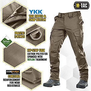 M-Tac Aggressor Flex - Tactical Pants - Men Cotton with Cargo Pockets (Olive Dark, W32 / L30)