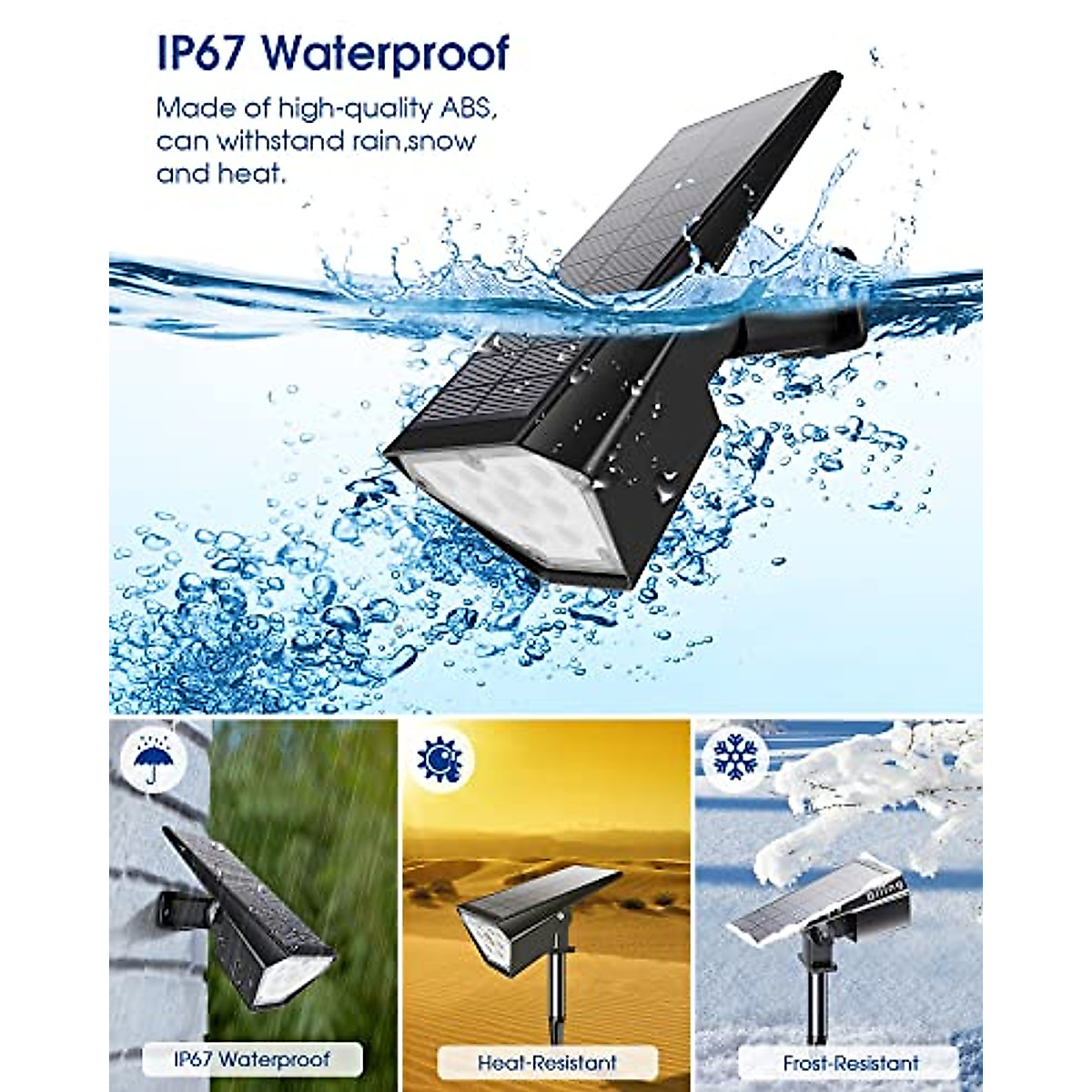 Biling Solar Spot Lights Outdoor, Bright 700 Lumen Solar Outdoor Lights IP67 Waterproof Adjustable Solar Landscape Spotlights for House Tree Patio Pathway Yard Garden Driveway - Warm White(4 Pack)