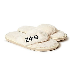 Sorority Shop Zeta Phi Beta Fuzzy Slippers Women (Large, numeric_9)