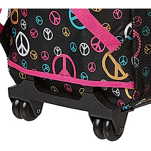 Rockland Double Handle Rolling Backpack, Peace, 17-Inch